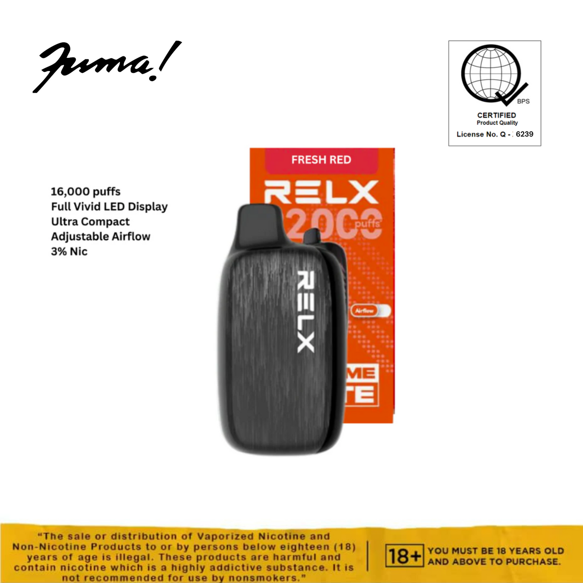 Relx Nova Disposable Vape 16,000 Puffs – Fuma Philippines